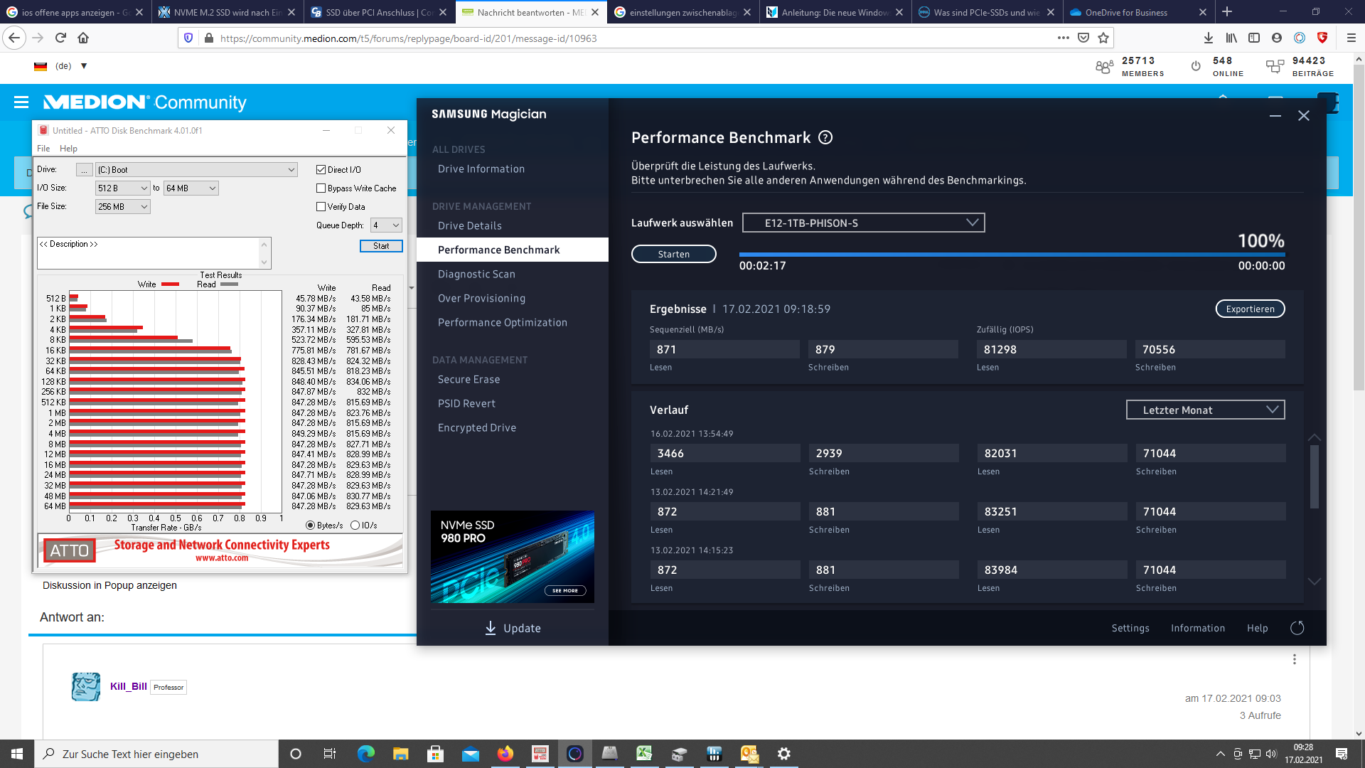 Gelöst: Medion Erazer Engineer P10 MD 34285 / SSD langsam - MEDION Community