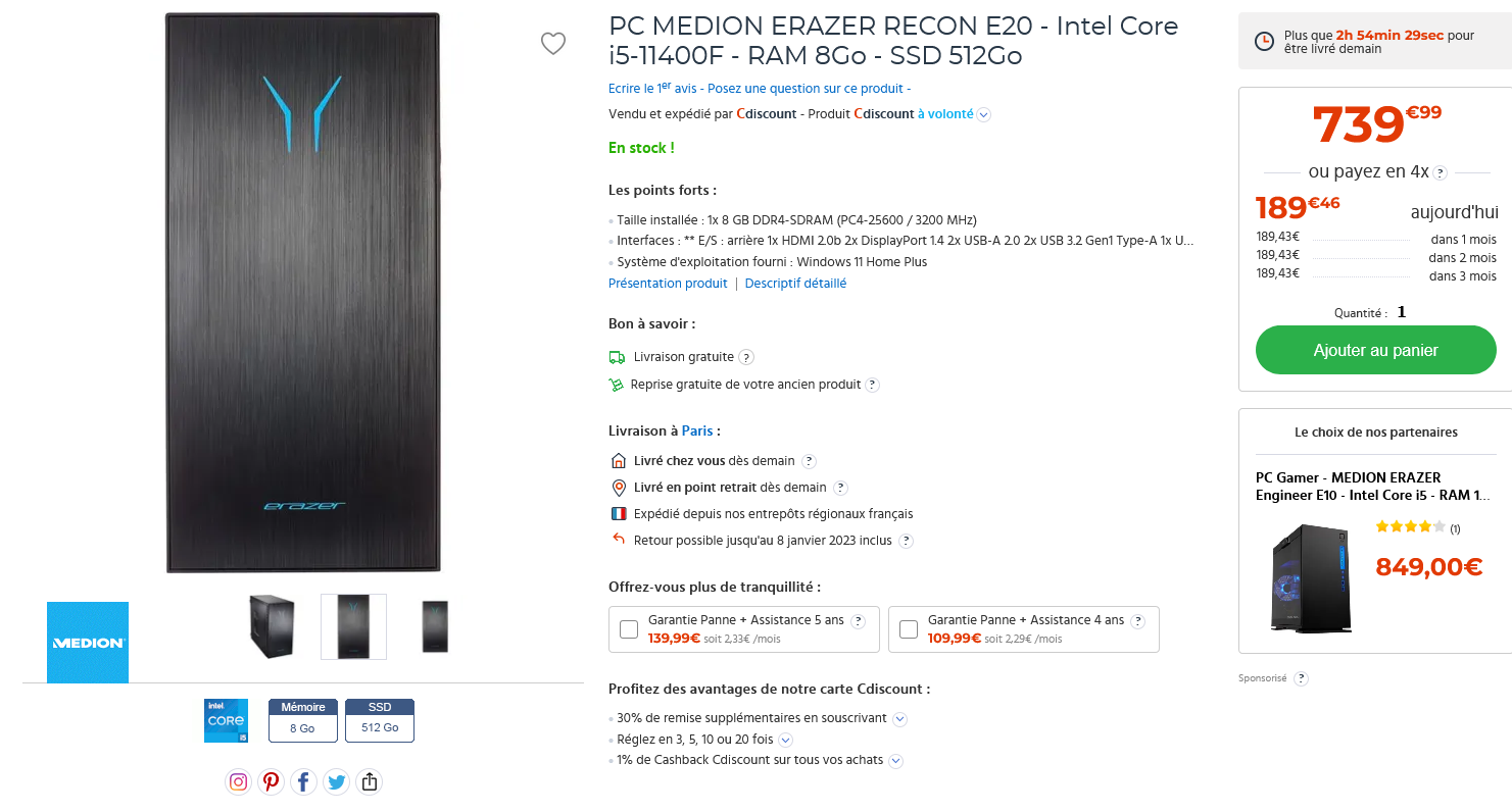 Vente CDISCOUNT - PC MEDION ERAZER RECON E20 - MEDION Community