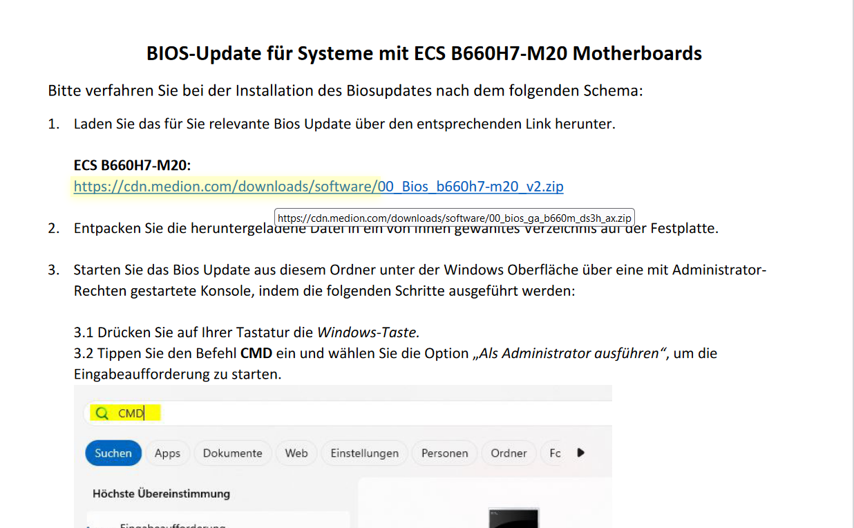 Gelöst: BIOS Update Akoya wegen Intel Bug - MEDION Community