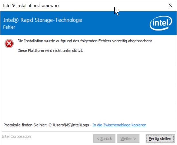 Gelöst: Intel RST Installation Update Windows 10, Vers. 19... - MEDION Community